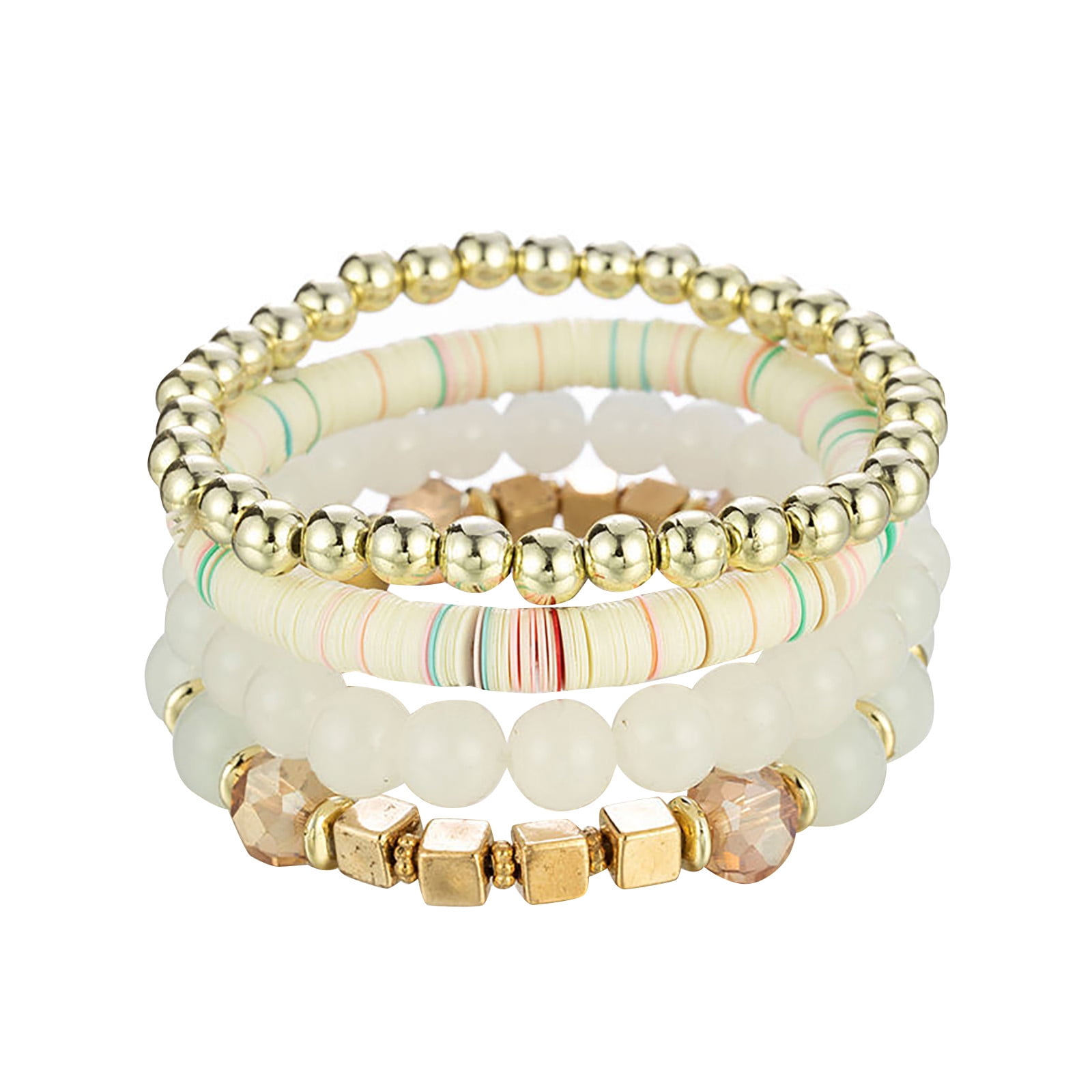 Bracelets for Women Stackable Bead Bracelets Ladies Mens Stretch ...