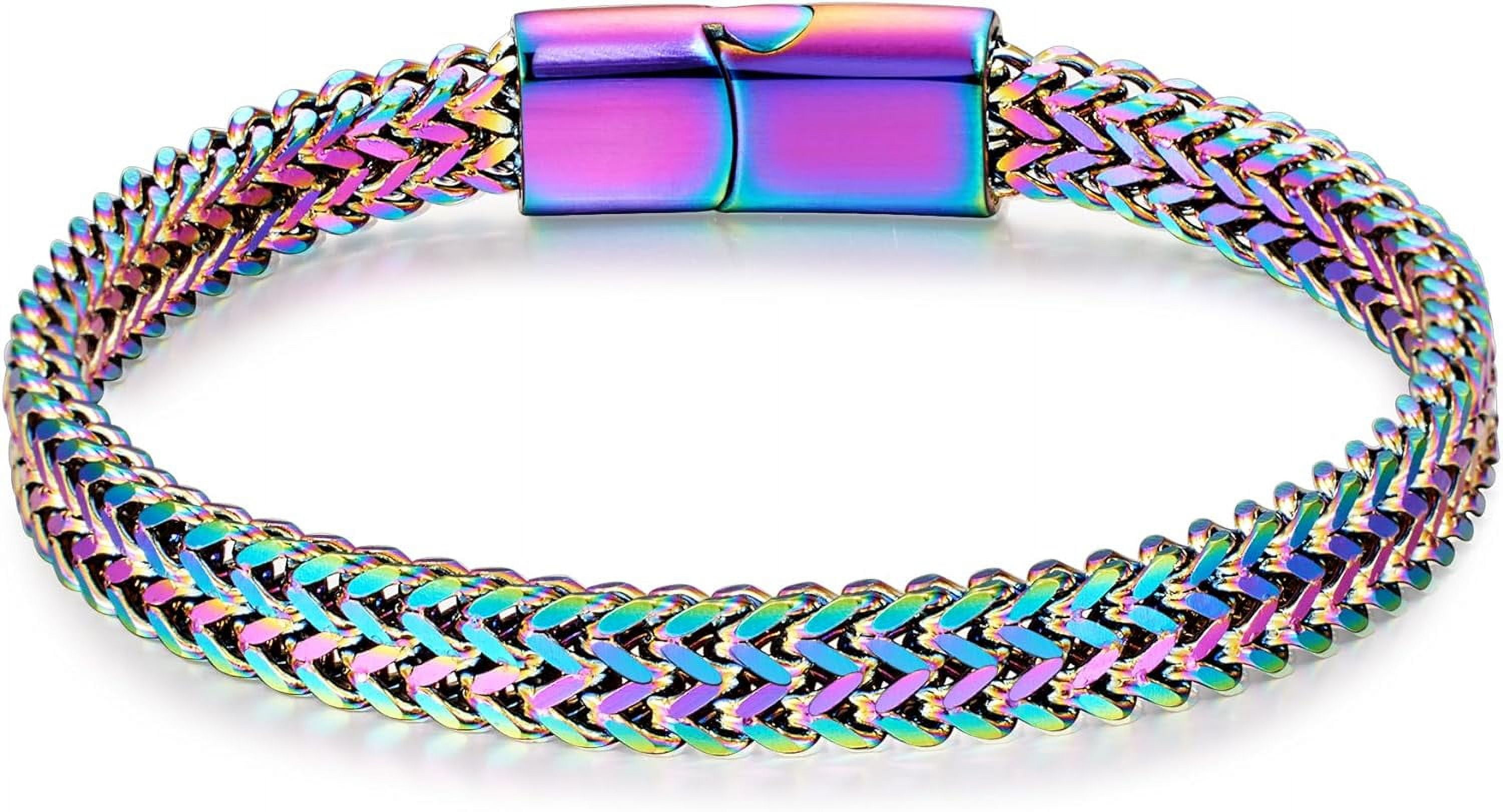 Bracelets for Men-Stainless Steel Magnetic Clasp Franco Chain Mens ...