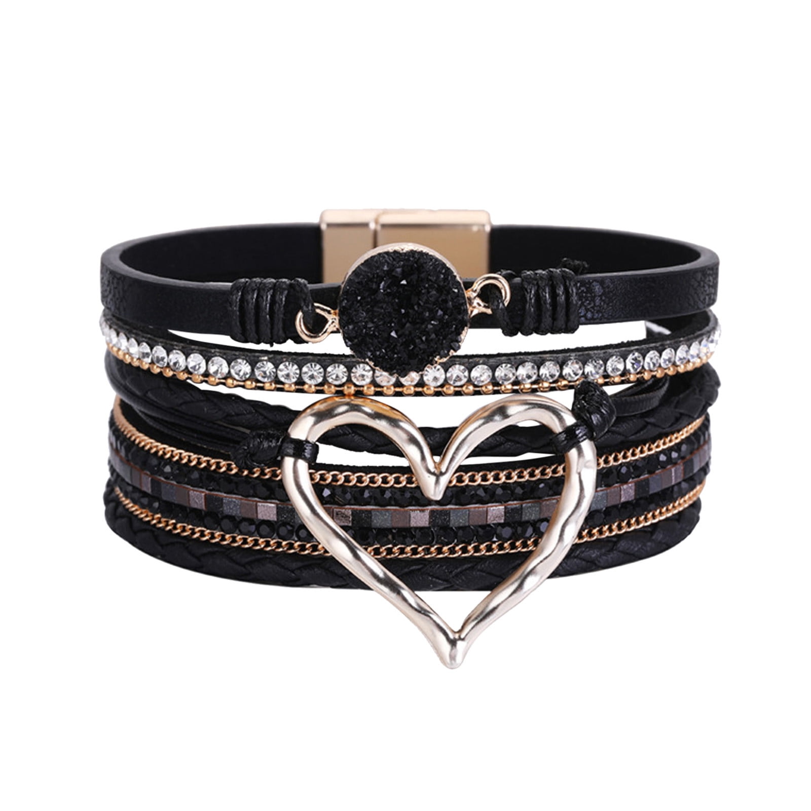 Bracelets for Teen Girls Women Leather Bracelet Set Multilayer Wrap ...