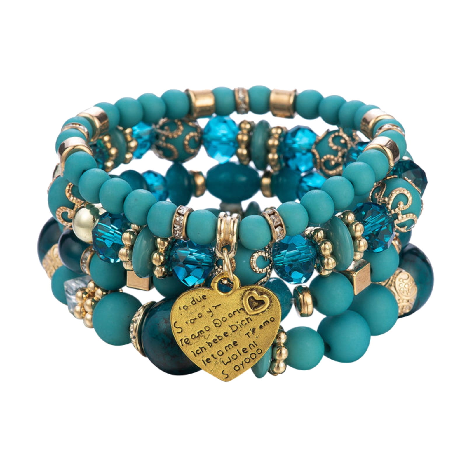 Bracelets for Women Girls Stackable Bead Mens Stretch Multilayer Set ...