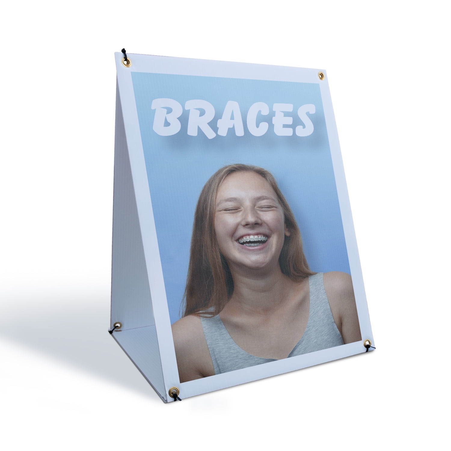Braces Sidewalk Sign 18 Inch x 24 Inch A-Frame Images On Both Sides ...
