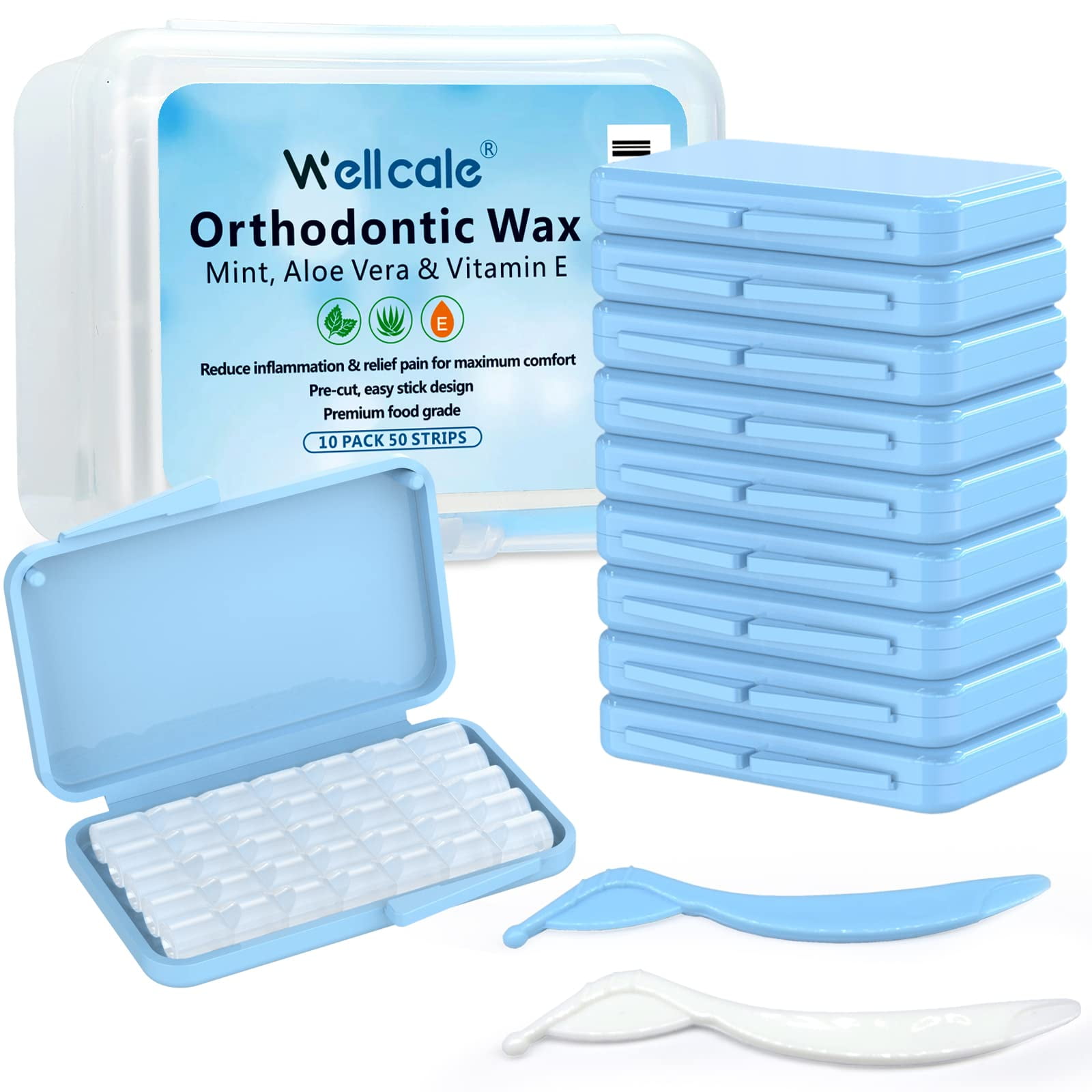 Braces Wax, 10 Pack TSF6 50 Precut Strips 350+ Blue Cases. Includes ...