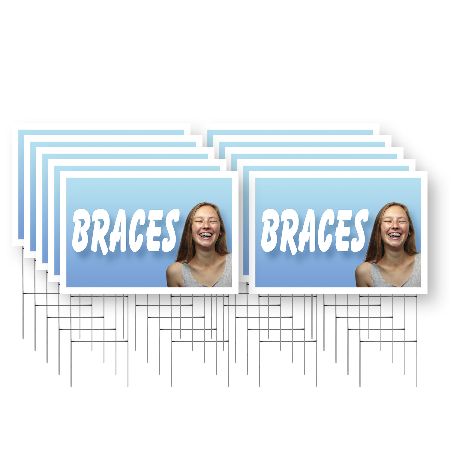 Braces Yard Sign 10 Pack of 24 Inch x 36 Inch Double Sided Weatherproof ...