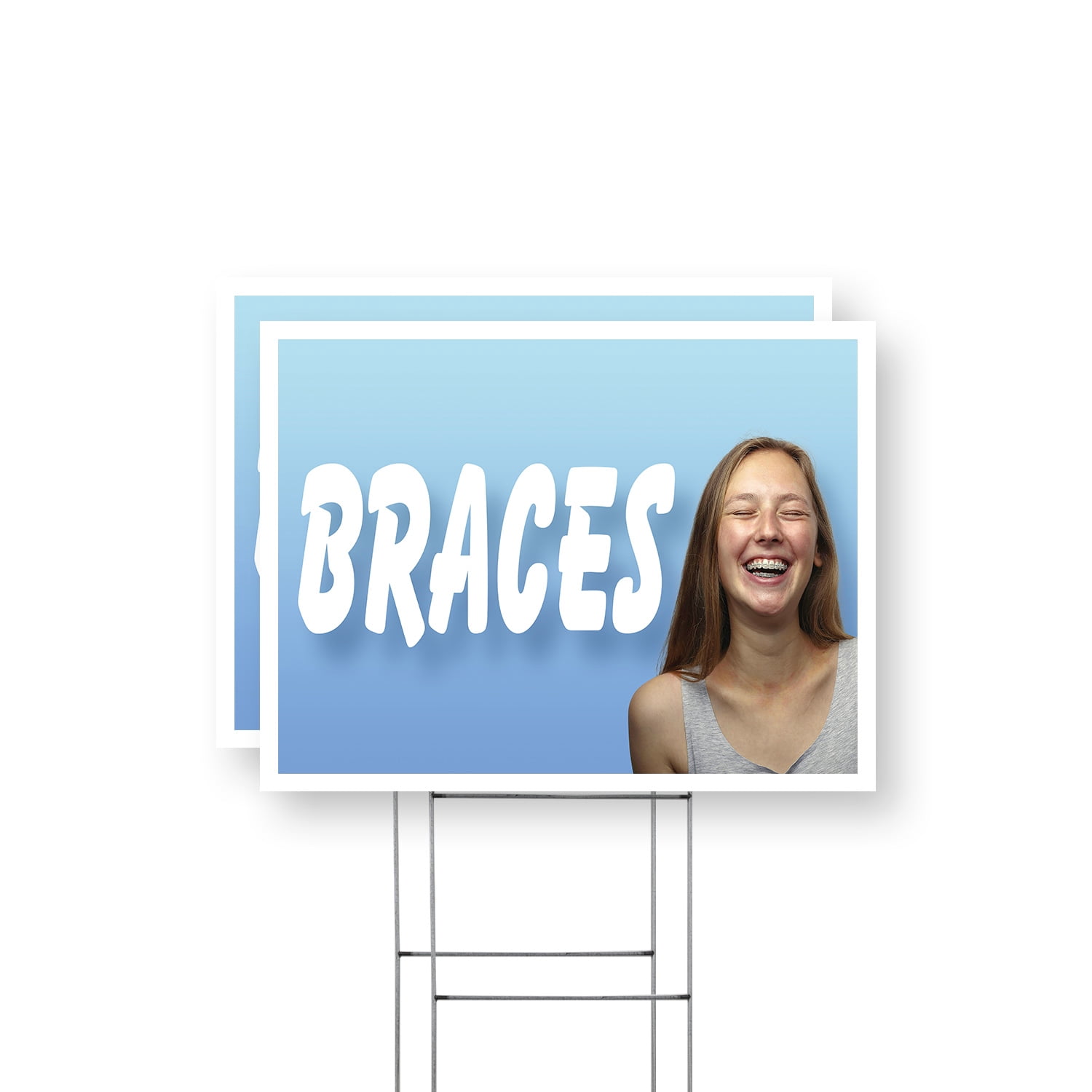 Braces Yard Sign 2 Pack of 18 Inch x 24 Inch Double Sided Weatherproof ...