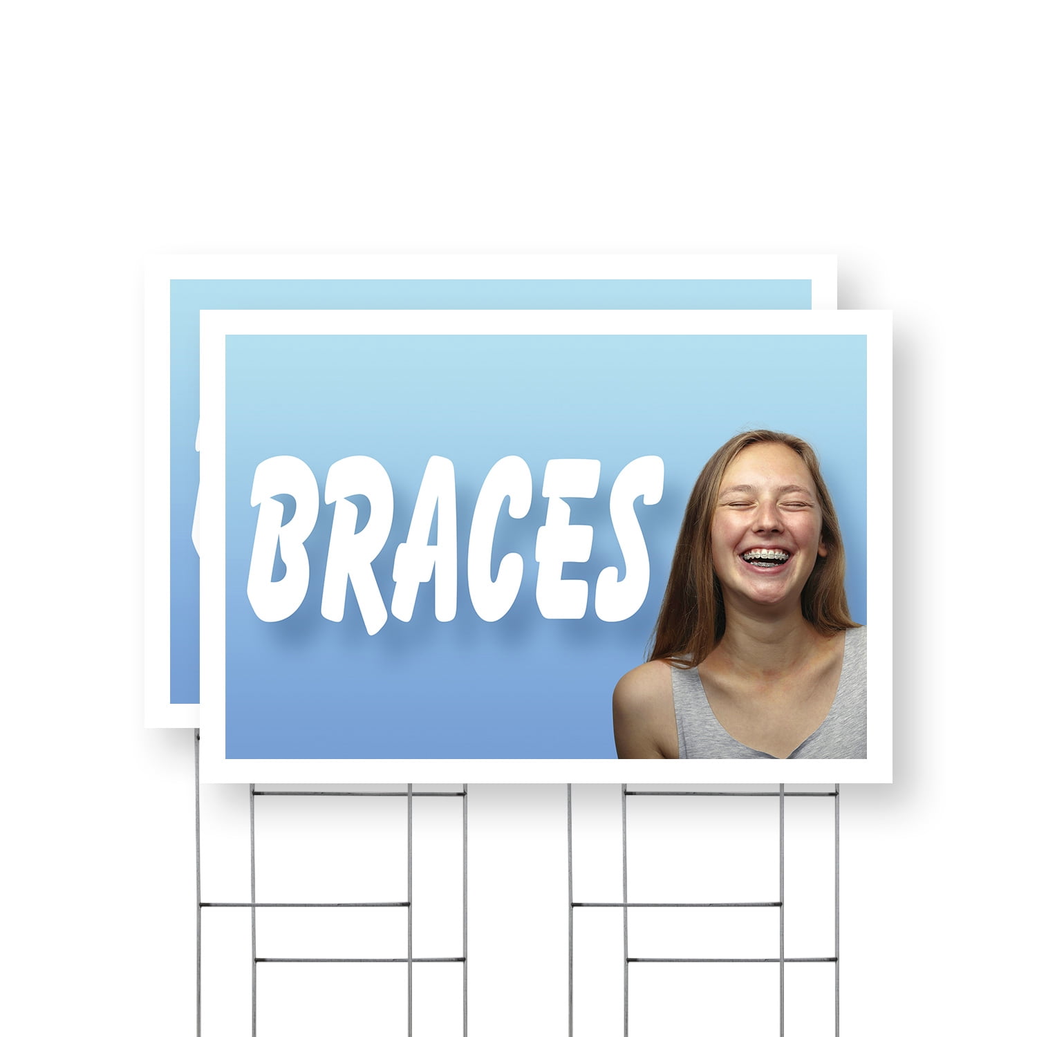 Braces Yard Sign 2 Pack of 24 Inch x 36 Inch Double Sided Weatherproof ...
