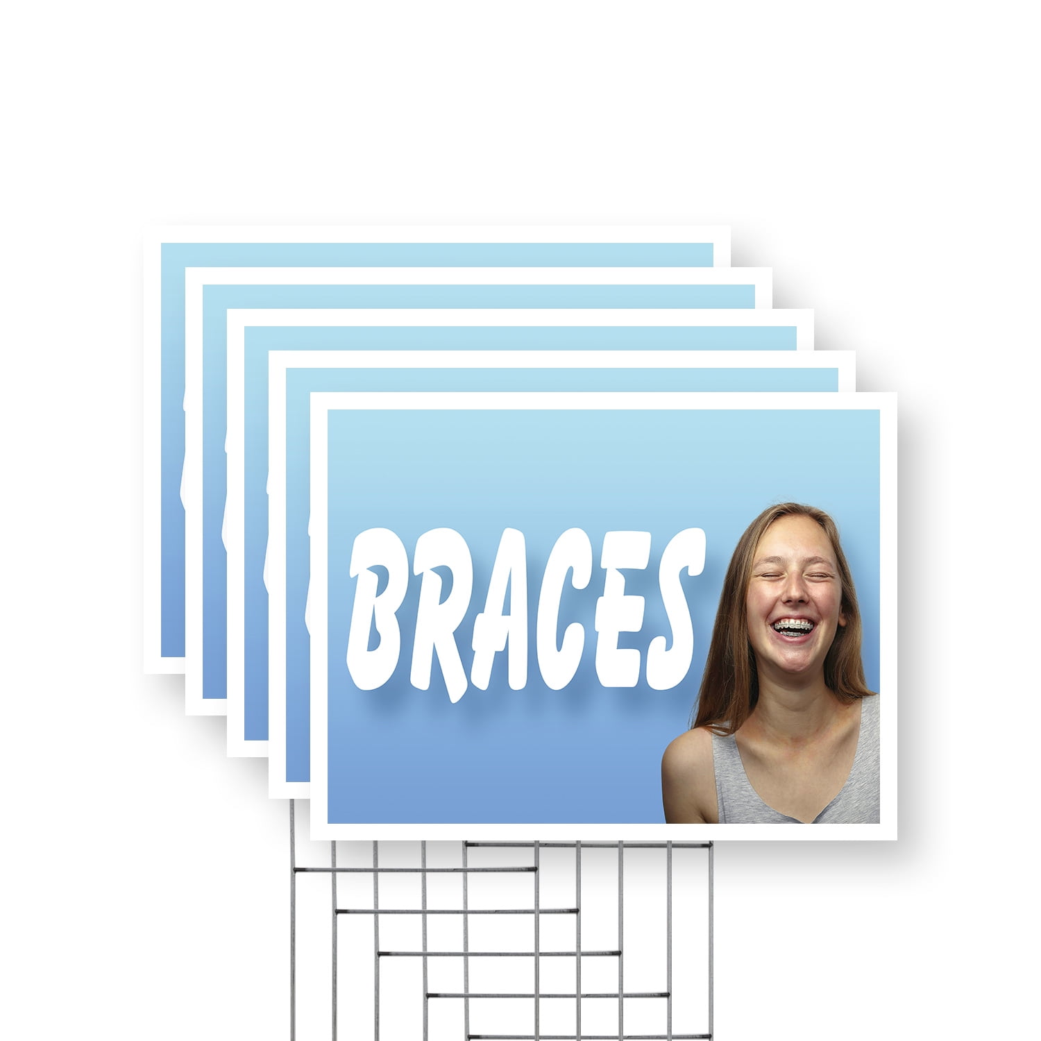 Braces Yard Sign 5 Pack of 12 Inch x 16 Inch Single Sided Weatherproof ...