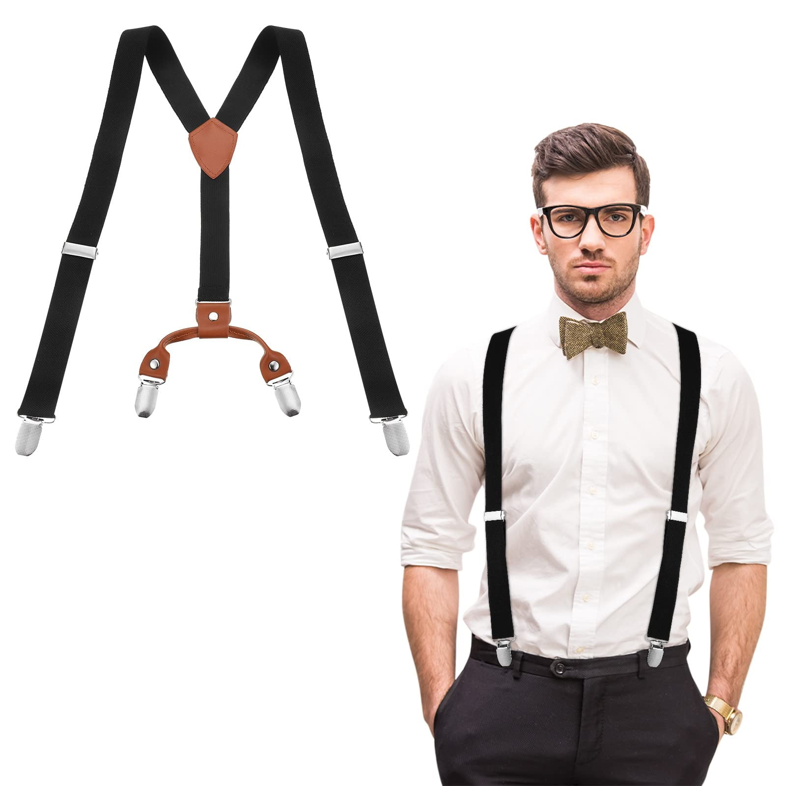 MINKUROW Braces for Men Trousers Y Shaped Suspenders 1 Inch Wide ...