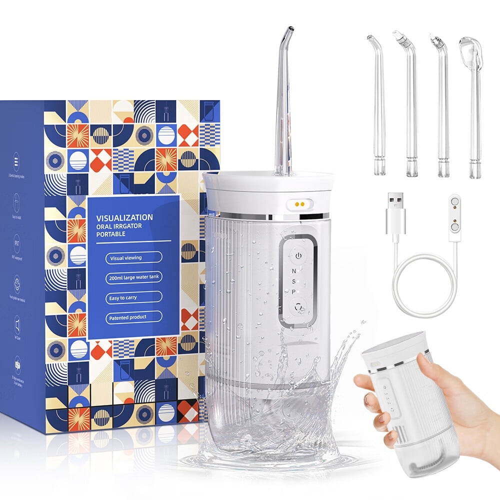 Braces-friendly Water Flosser with Mirror 3 Gears Adjustment 4 Replace ...