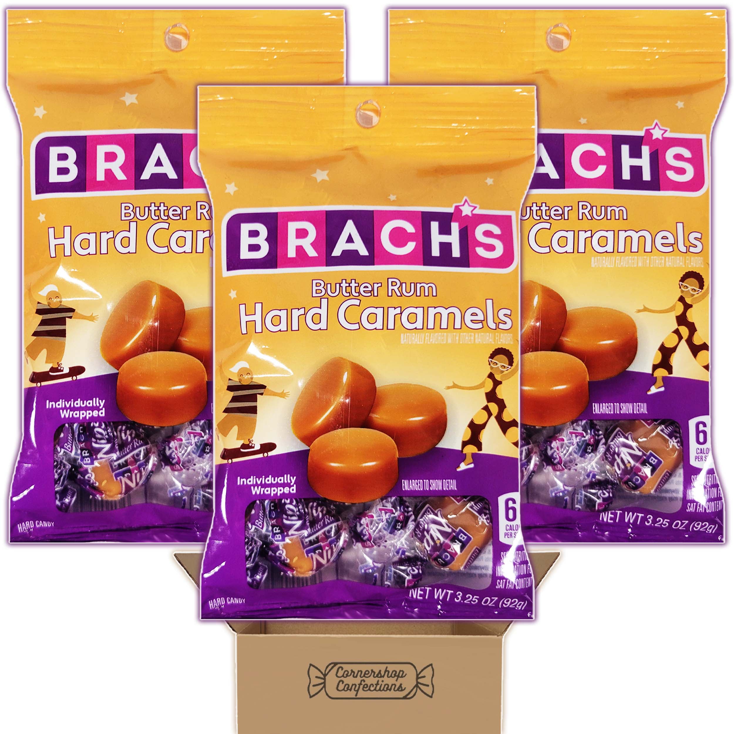 Brach's Butter Rum Flavored Hard Caramels 3 Bag Bundle Pack ...