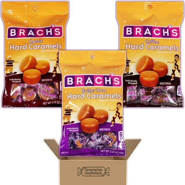 Brach's Hard Caramels 3 Flavor Variety - Caramel, Butter Rum, Coffee ...