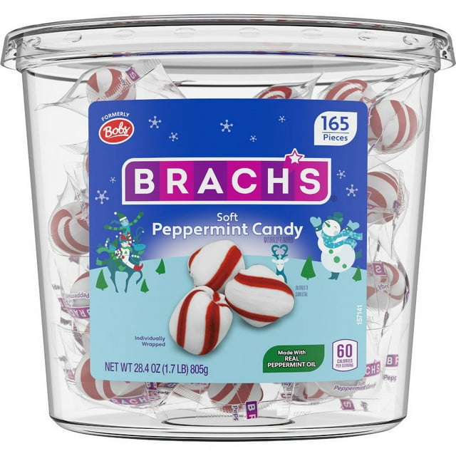 Brach's Soft Peppermint Candies, Individually Wrapped, 165ct Holiday Tub, 28.4oz - Walmart.com