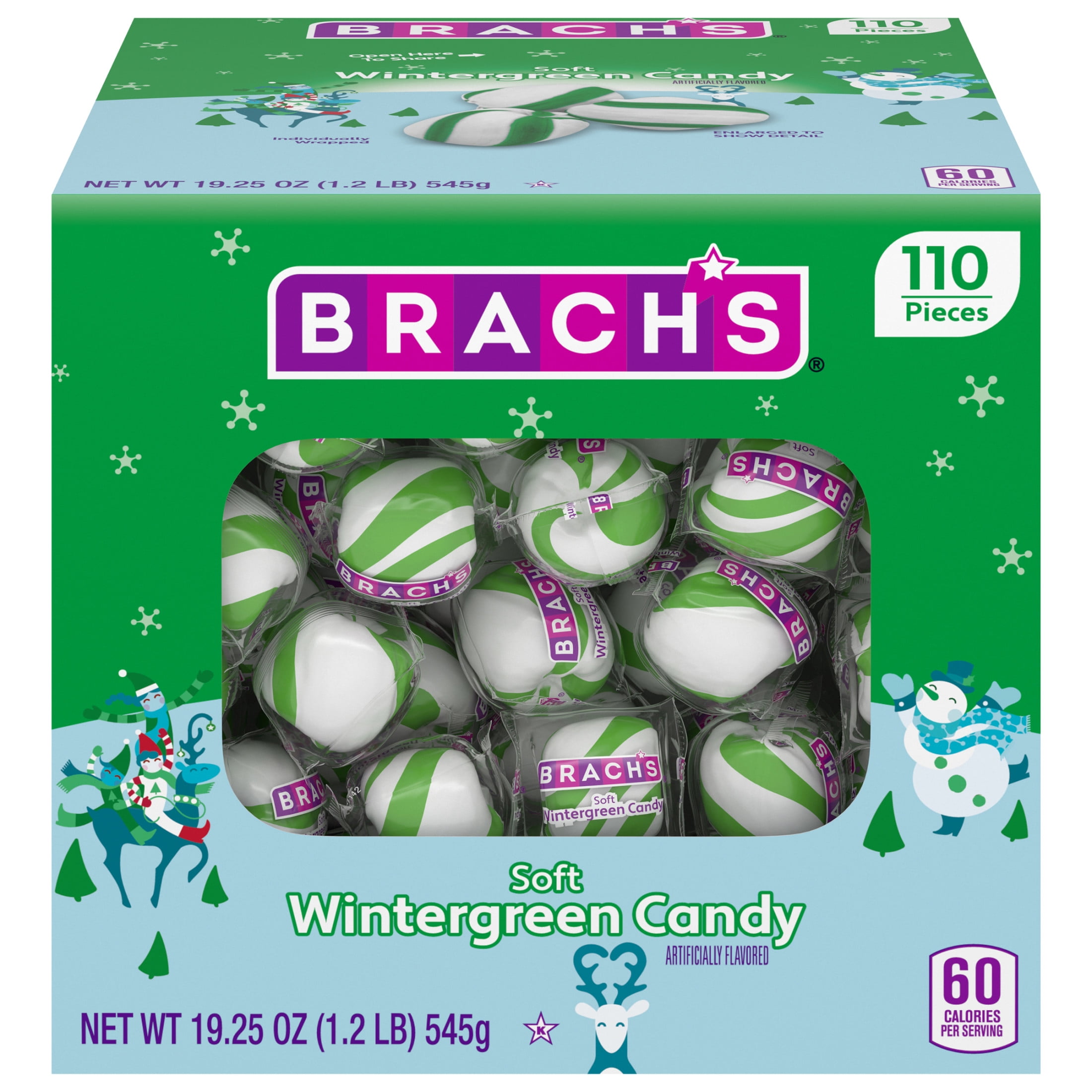 Brach's Holiday Soft Wintergreen Candy Tube, Individually Wrapped Mints ...