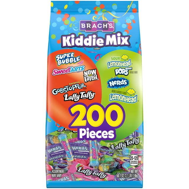 Brach's Kiddie Mix Assorted Candy Bag, Bulk 200 Count, 50.1 Oz ...