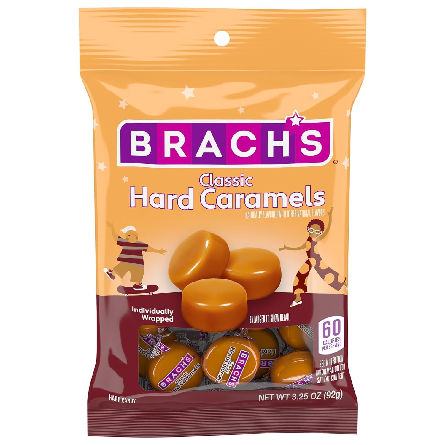 Brach's Nips Caramel Flavored Hard Candy, Rich & Smooth, 3.25 oz Bag ...