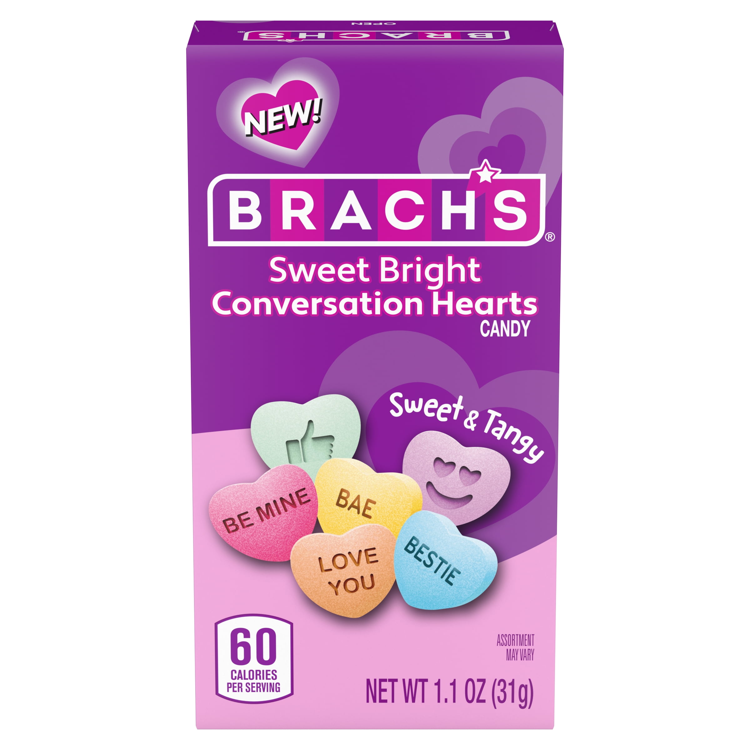 Brach's Valentines Day Candy Sweet Bright Conversation Hearts, Hard ...