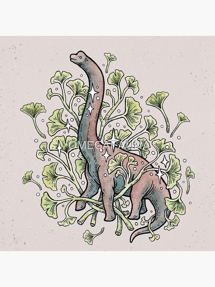 Brachio Ginkgo | Calm Color Palette | Dinosaur Botanical Art Canvas ...