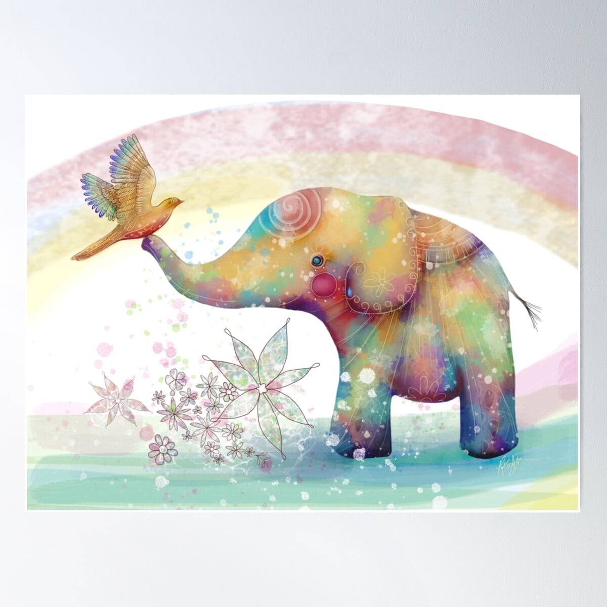 The Indigo Elephant Poster Wall Art, Modern Wall Decor For Living Room ...
