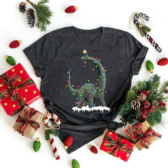 Brachiosaurus Christmas Light Shirt, Dinosaur Christmas Shirt, Cute ...