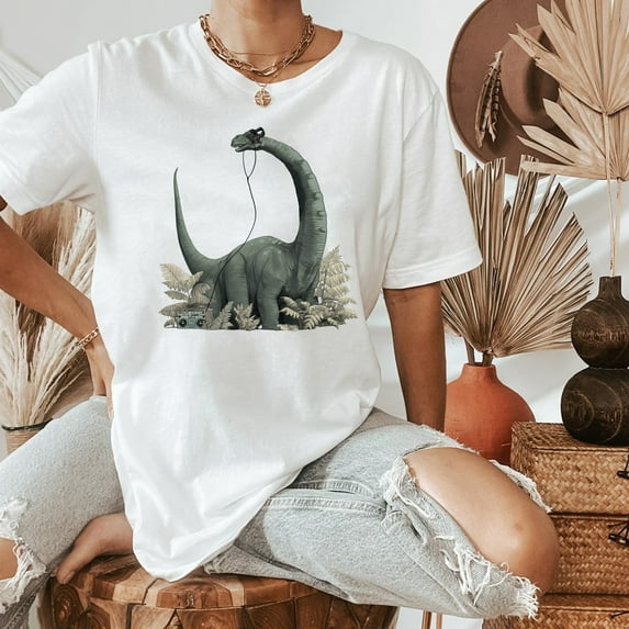 Brachiosaurus Dinosaur Shirt, Brachiosaurus With Headphone Shirt, Cute ...