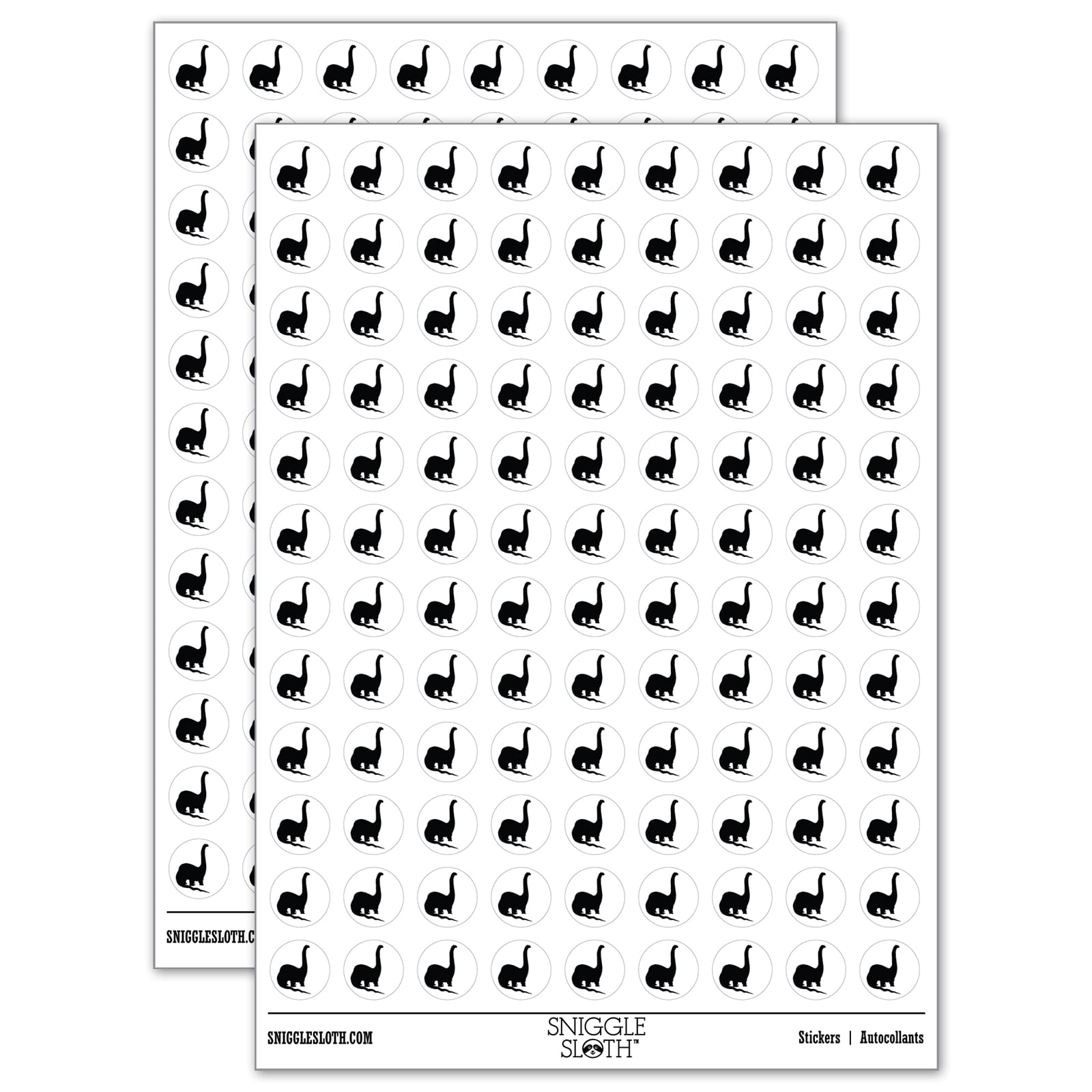 Brachiosaurus Dinosaur Solid 200+ Round Stickers - White - Matte Finish ...