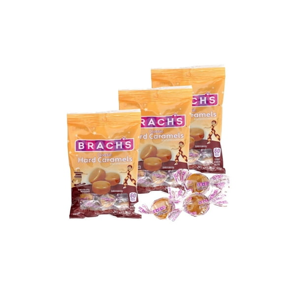 Brachs Classic Hard Caramels, Individually Wrapped Candy, 3.25 oz Bags ...
