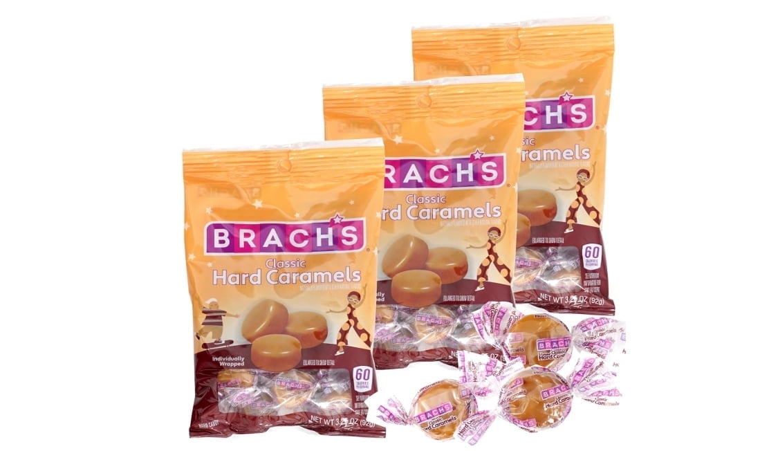 Brachs Classic Hard Caramels, Individually Wrapped Candy, 3.25 oz Bags ...