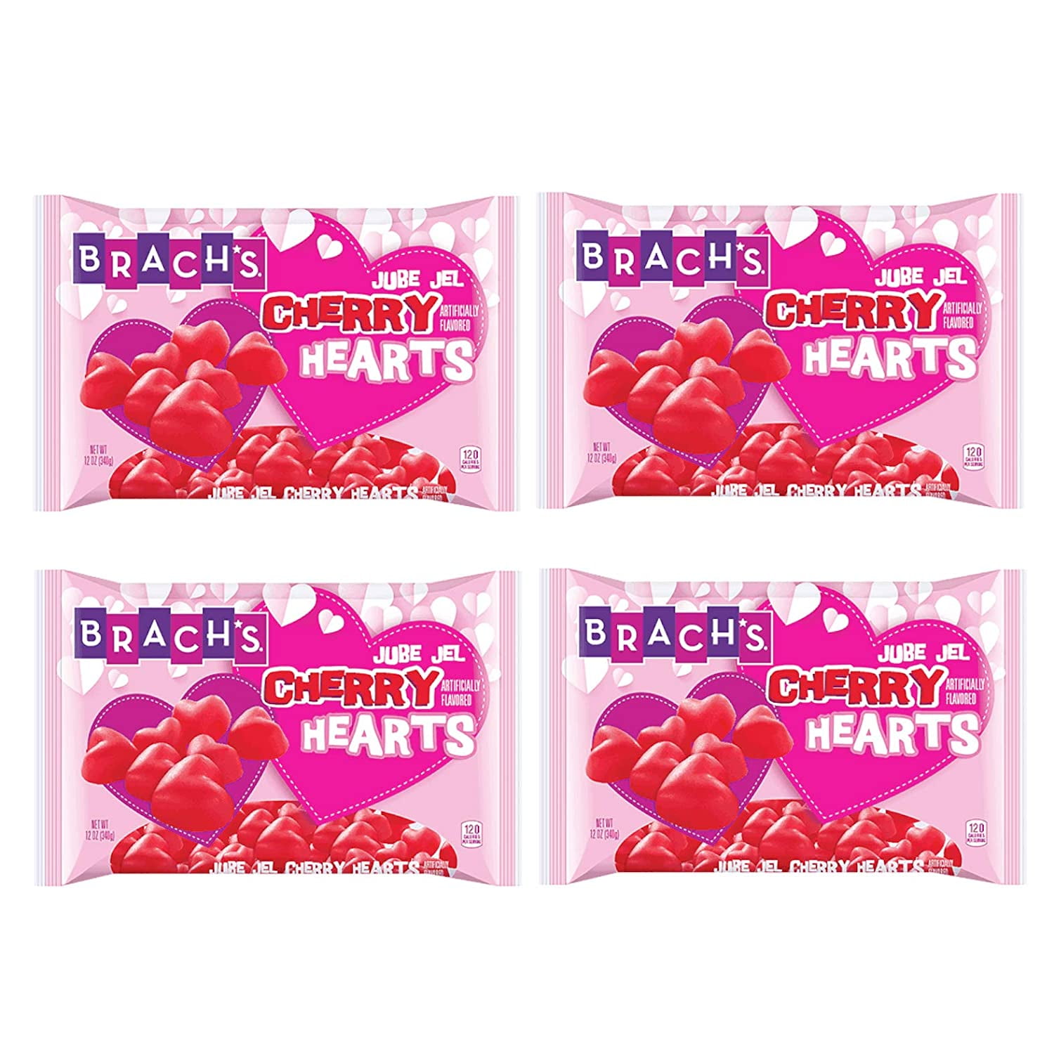 Brachs Jube Jel Cherry Hearts Valentines Day Jelly Candy Bulk Pack of 4 ...