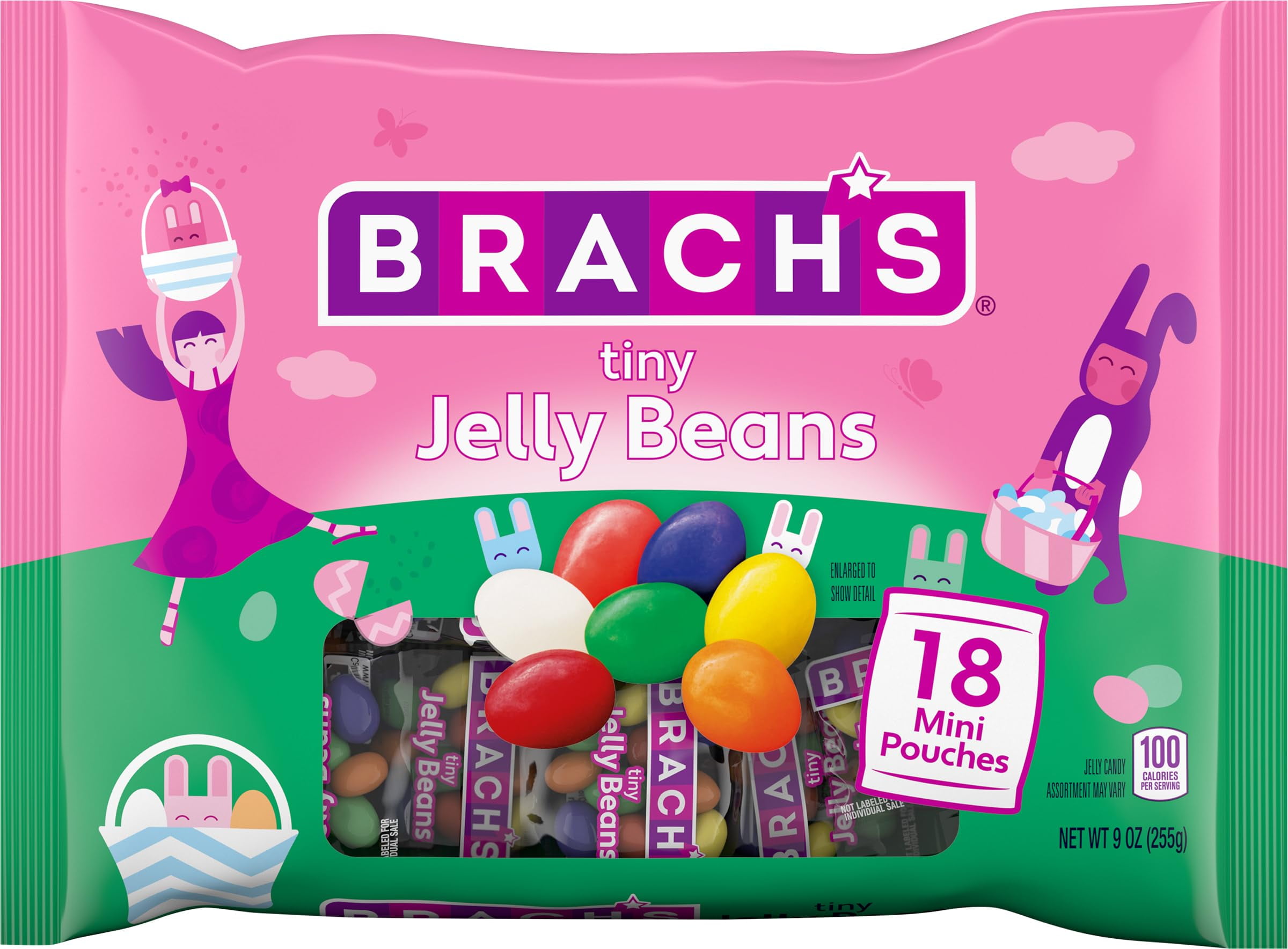 Brachs Tiny Jelly Beans, Springtime Easter Candy, 9 Oz (18 Individually Wrapped Pouches ...