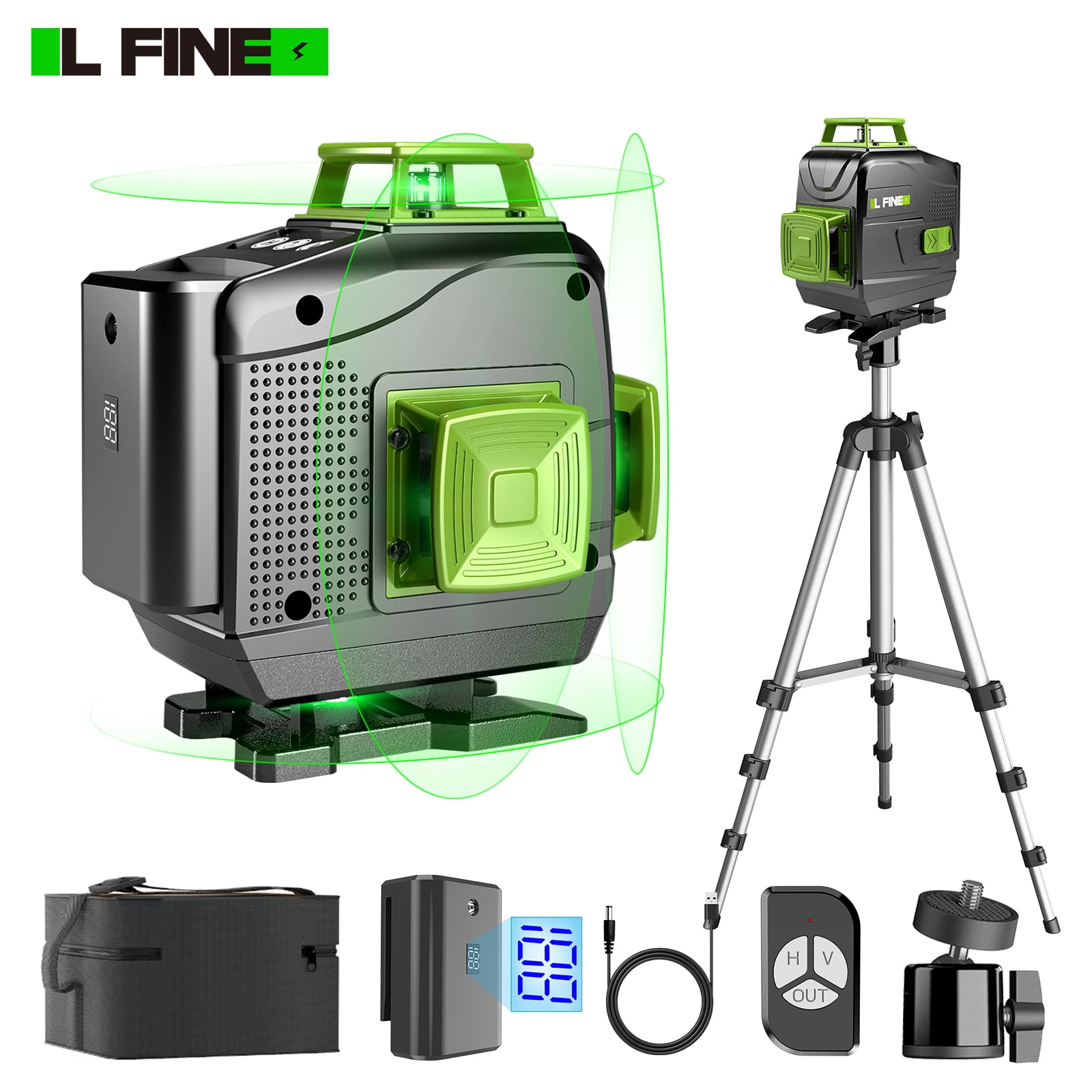 Bracket-type laser level 4D 16-line laser level 4x360 self-leveling tool, used for construction ...