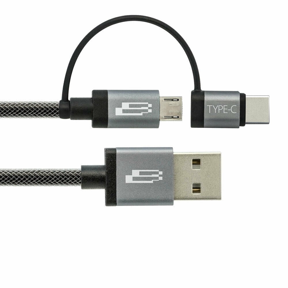Bracketron 3.2' 1M PwrRev Micro USB Nylon Braided 1M Cable With USB-C ...