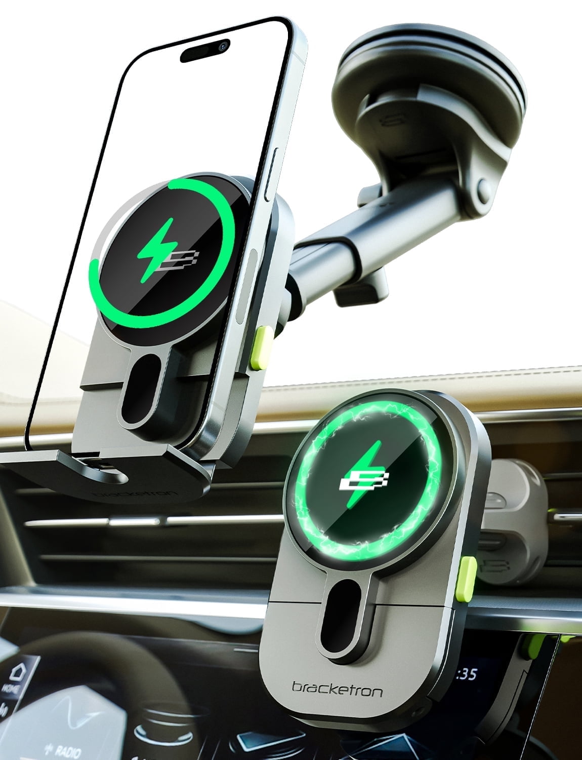 Bracketron MagAlign Extend 15W MagSafe Car Mount Charger, Magnetic ...
