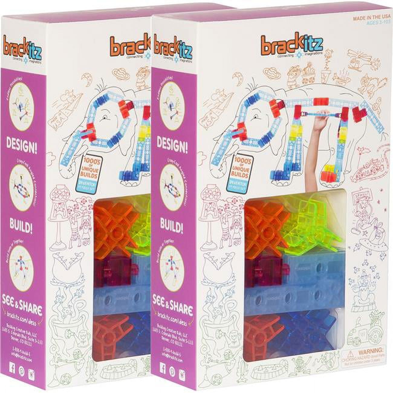 Brackitz Essential STEM Kids Engineering Building Toys Set - 88 Piece ...