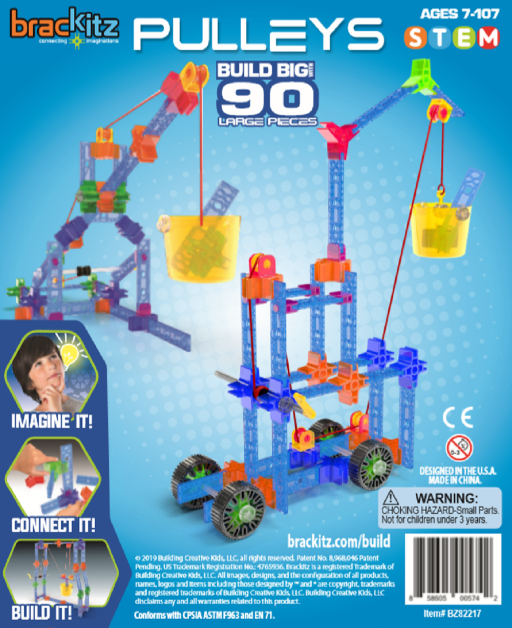 Brackitz Pulleys 90 Piece STEM Building Toy for 7, 8 and 9+ Year Olds ...
