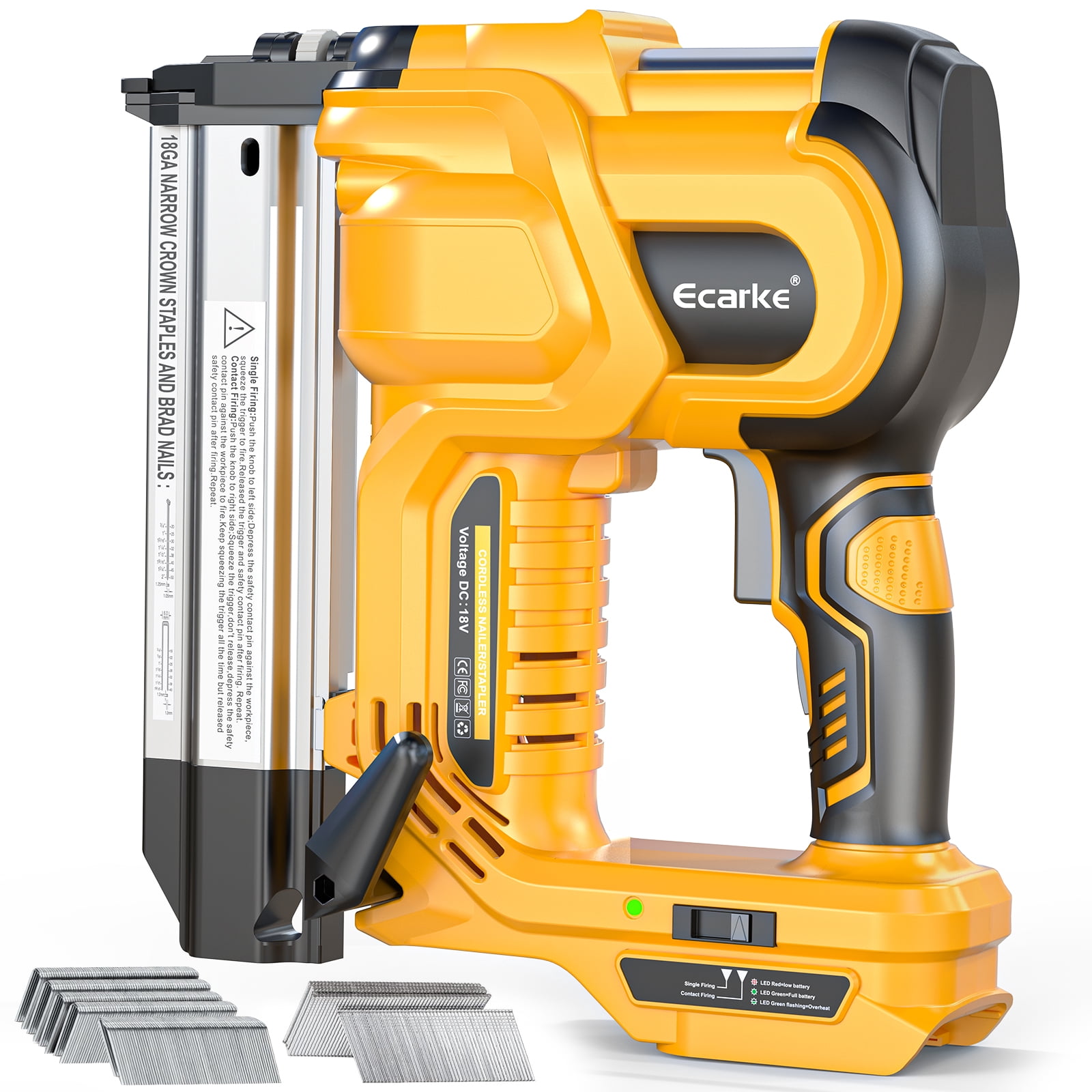 Brad Nailer Cordless Stapler for DeWalt 20V Battery, 2 in 1 Electric ...