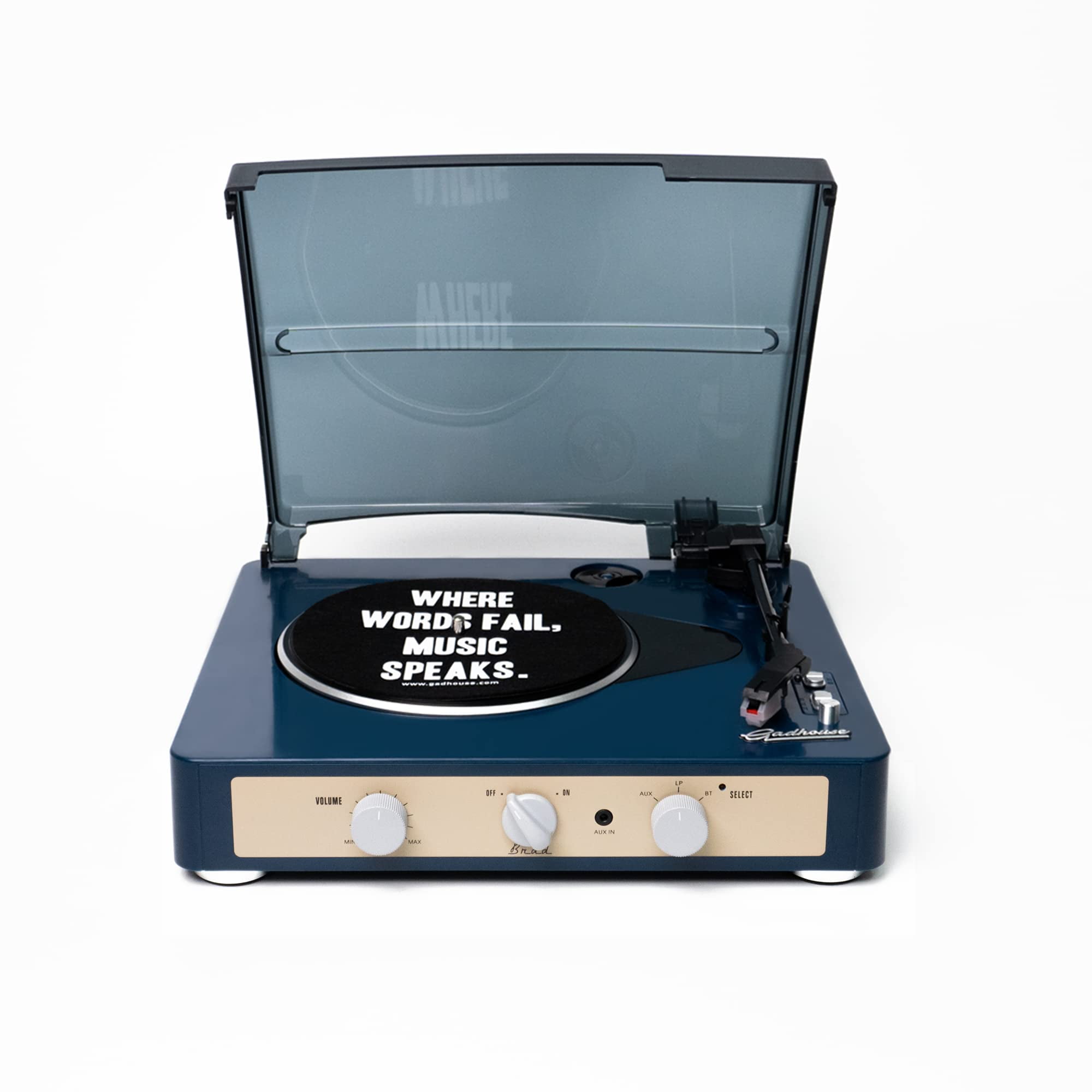 Brad Retro Record Player (Built-in Bluetooth 5.0 & Pitch Control) (Navy ...