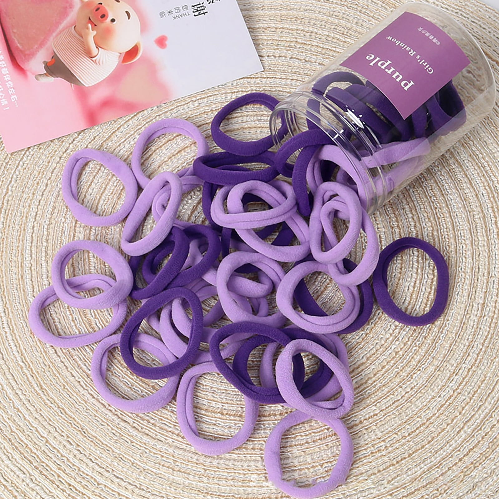Bradem 50PCS Thick Hair Ties - Candy Color Cotton Elastics, Heavy Hold ...