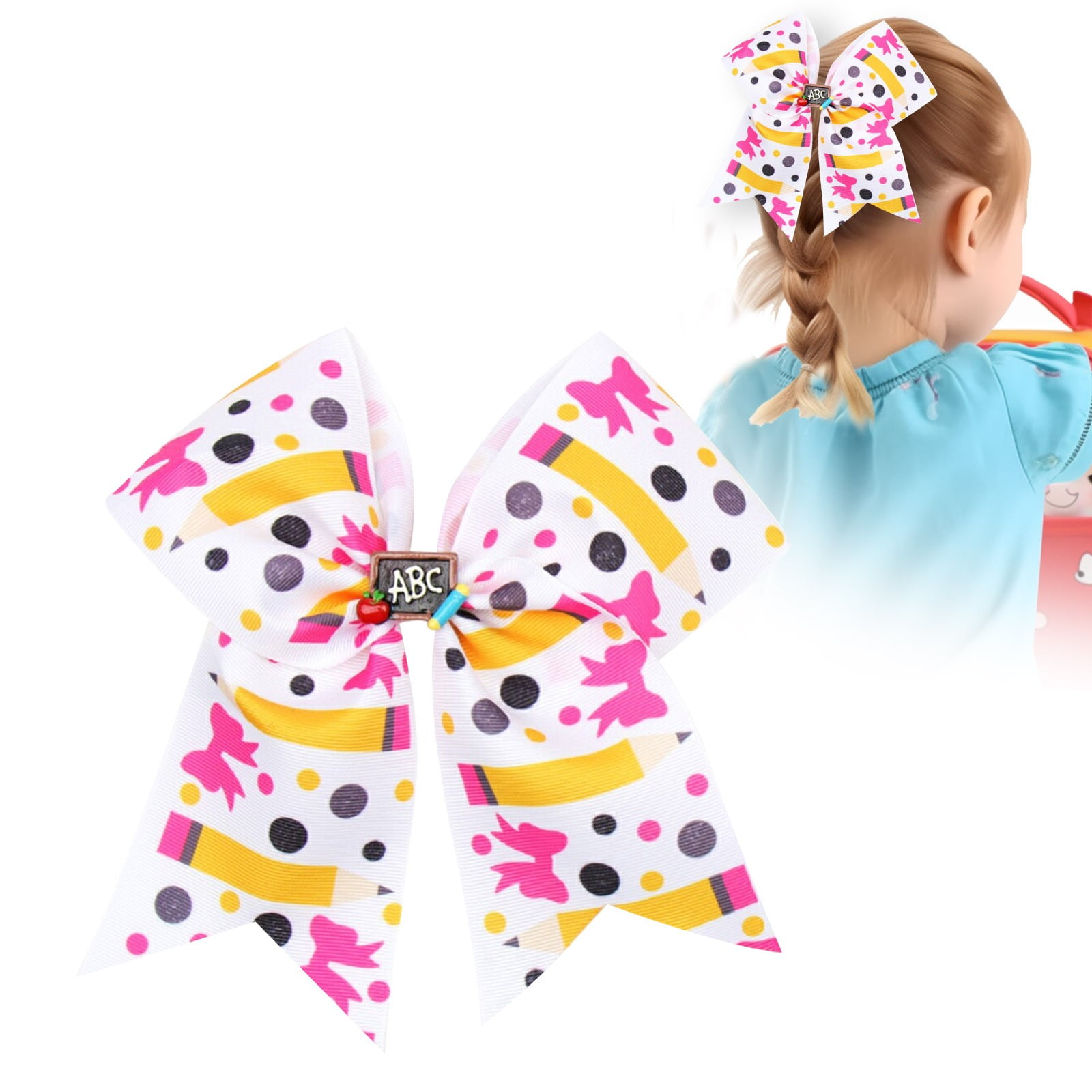 Bradem Bows Hair Clips - Large Cheer Bow Ponytail Holder with Vibrant ...