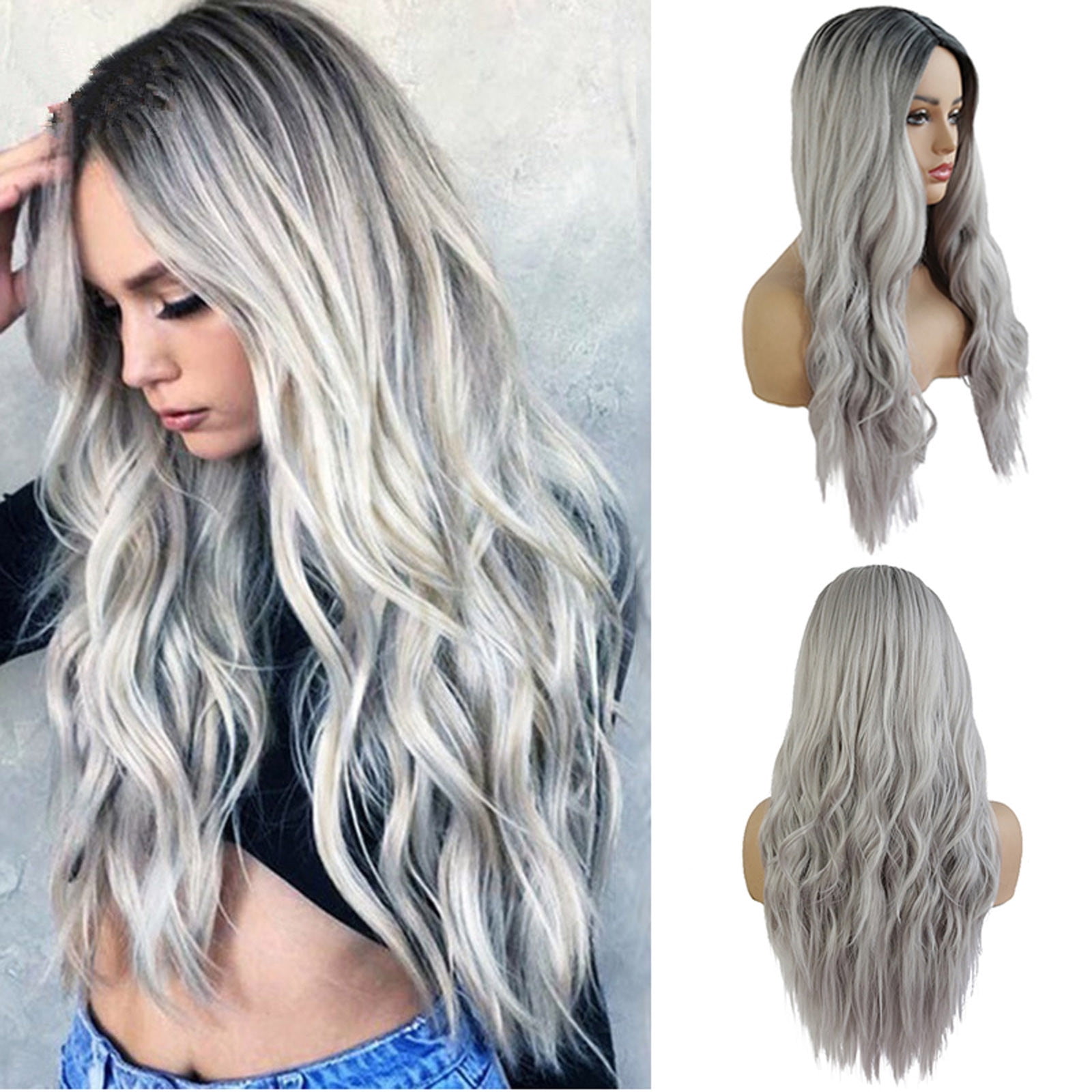 Bradem Female Gradient Color Wig - Long Mid-Length Curly, Fashion Hood ...