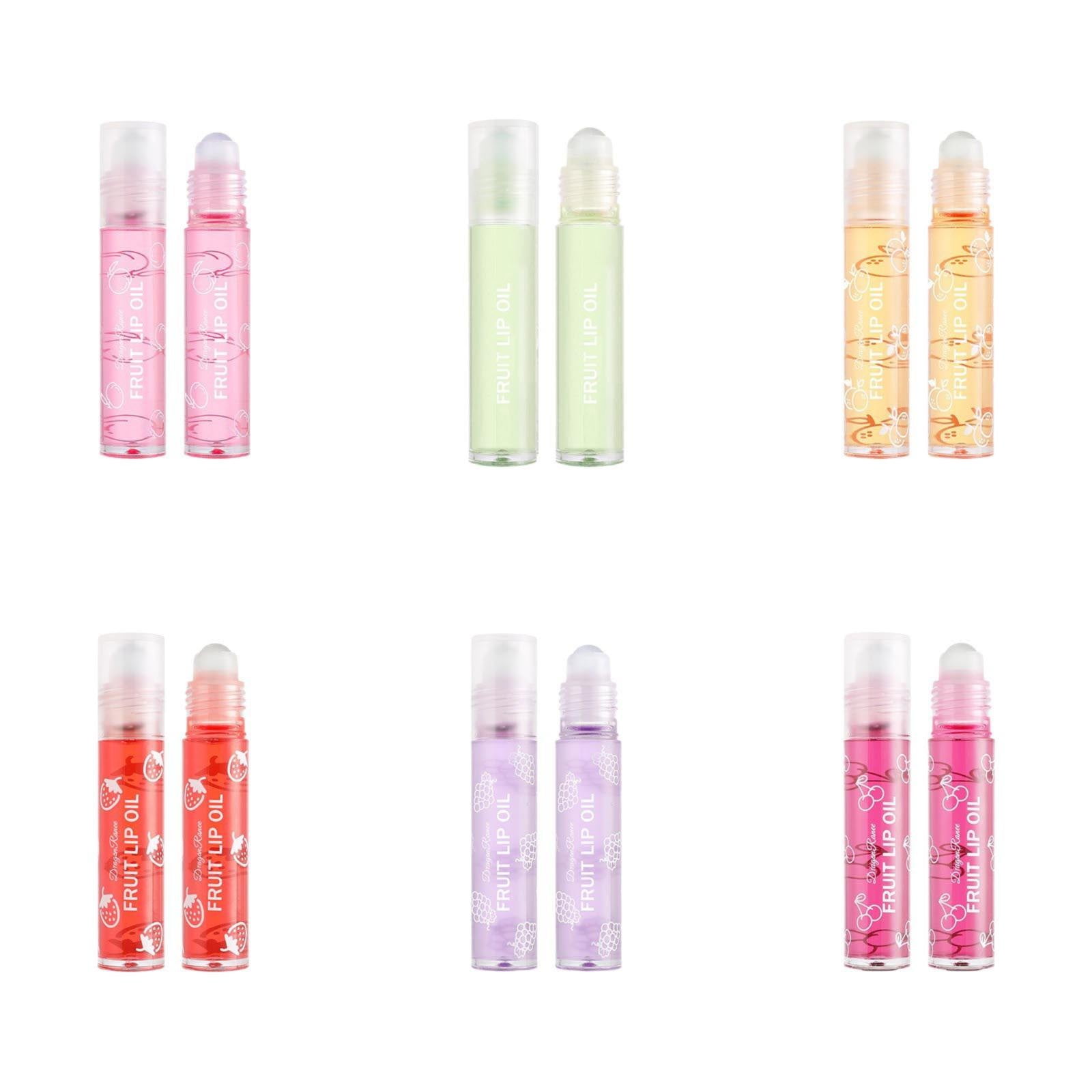 Bradem Lip Glosses1 6pcs Roll On Lip Gloss Fruit Flavored Lip Gloss