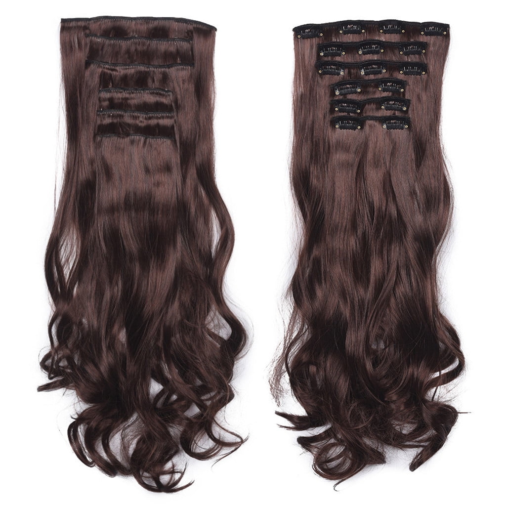 Bradem Realistic Remy Long Curly Hair Extensions - Full Head Clip-in ...