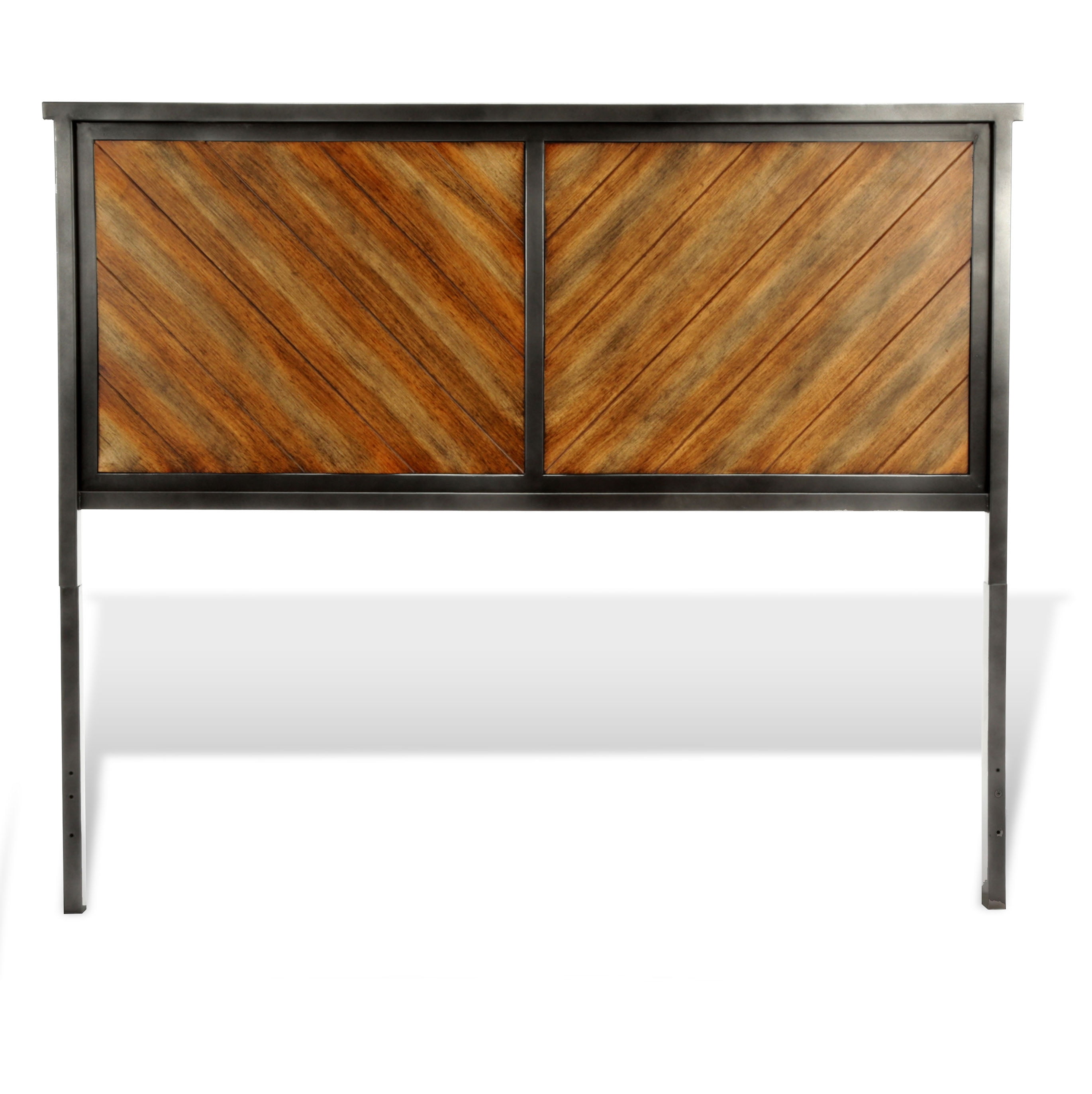Braden Metal Headboard Panel with Rustic Reclaimed Faux Wood in ...