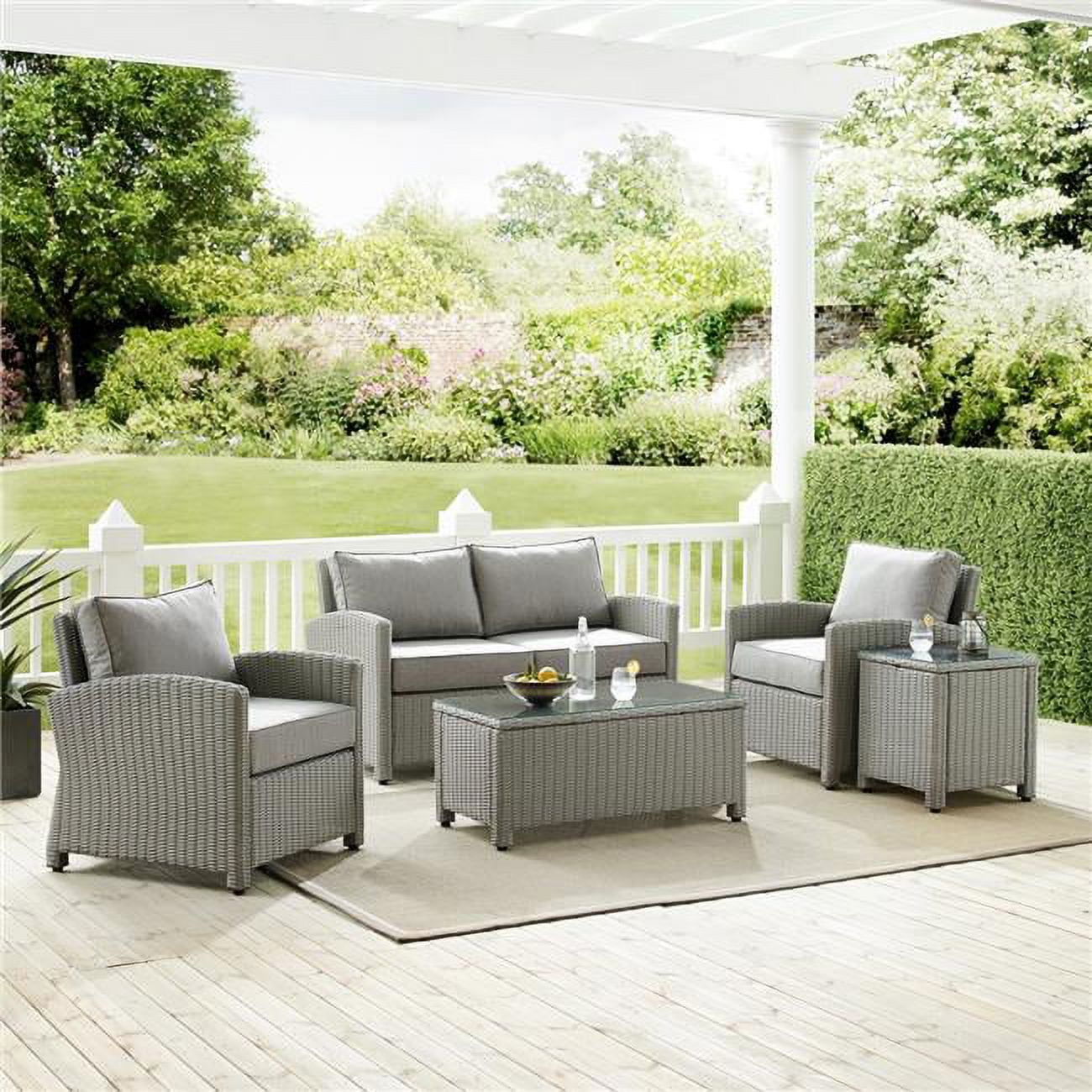 Bradenton Outdoor Wicker Conversation Set, Grey - 5 Piece - Walmart.com