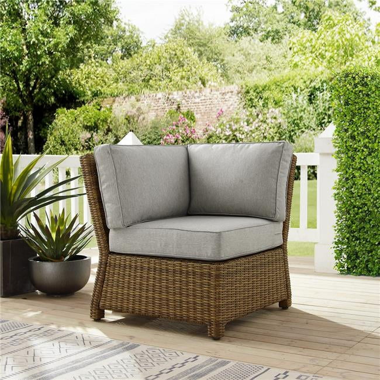 Bradenton Outdoor Wicker Sectional Corner Chair, Gray - Walmart.com
