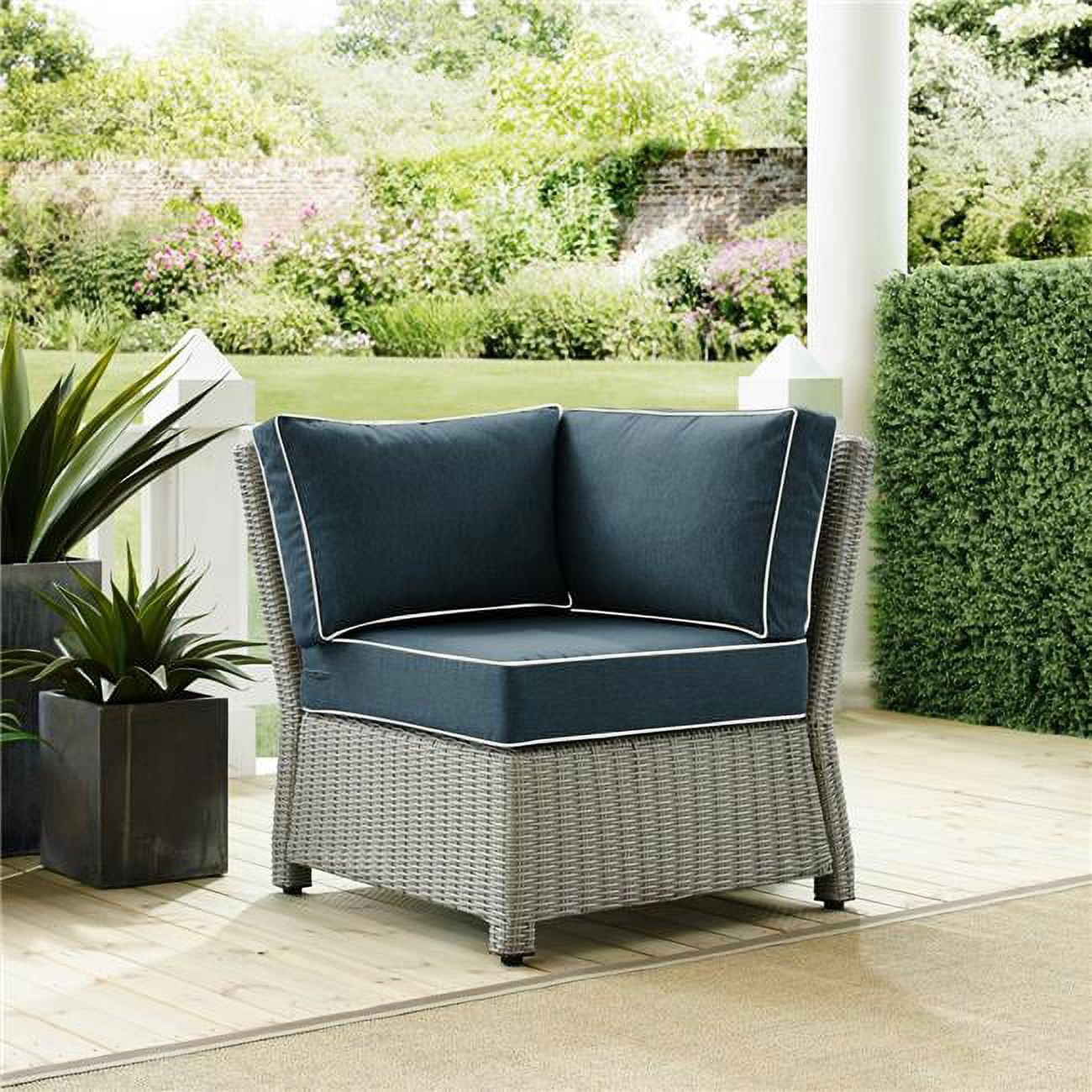Bradenton Outdoor Wicker Sectional Corner Chair, Navy - Walmart.com
