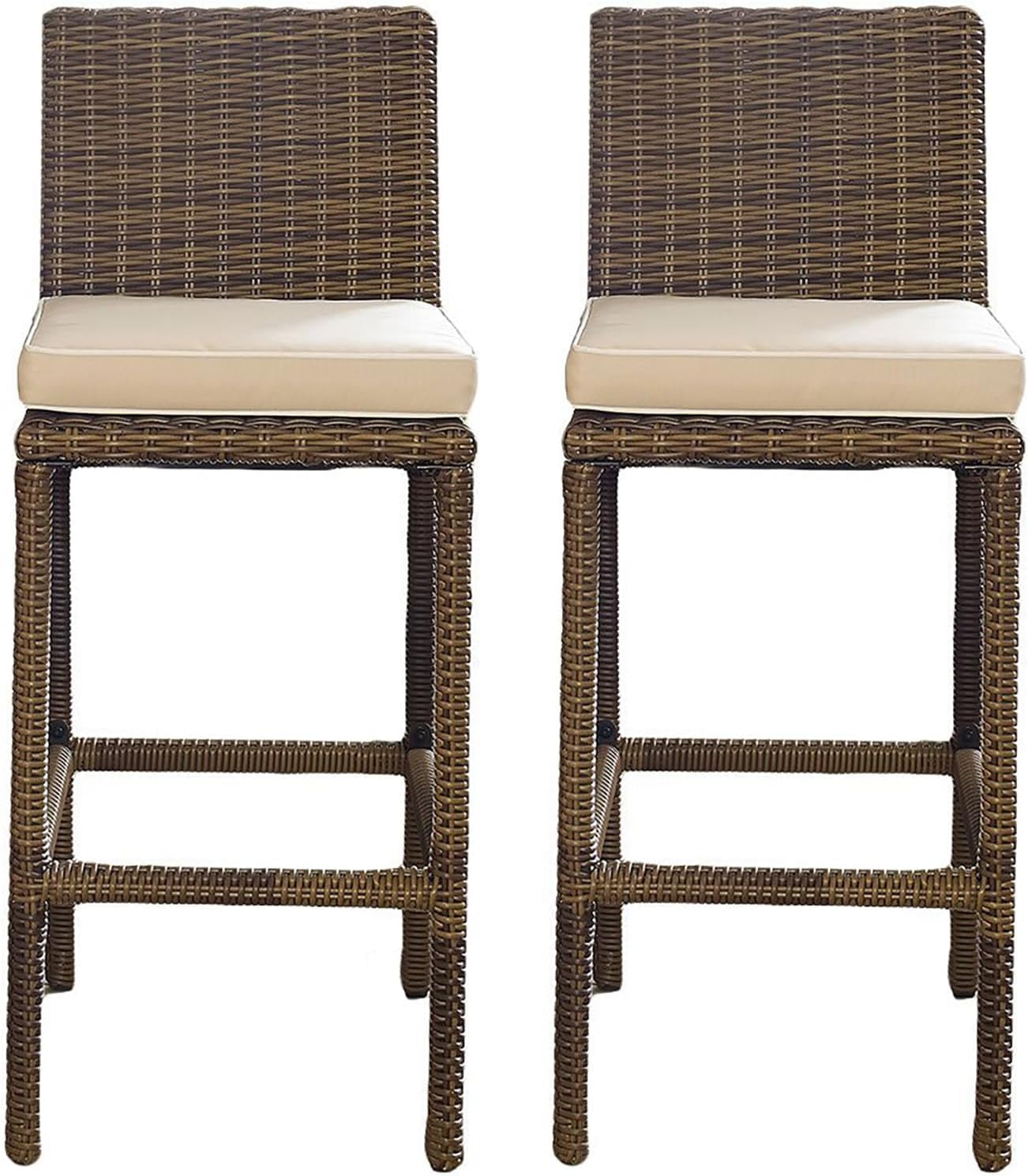 Bradenton Wicker Outdoor Bar Stools, Set of 2, Patio for Backyard, Deck ...