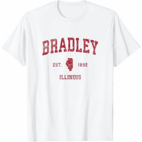 Bradley Illinois IL Vintage Sports Design Red Print T-Shirt - Walmart.com
