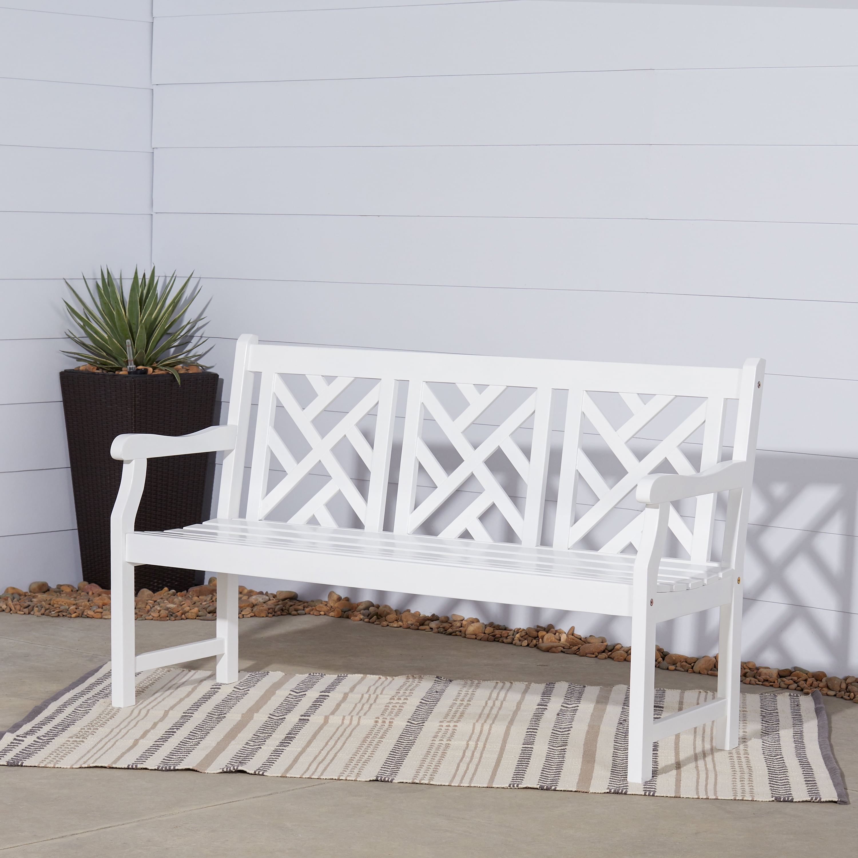 Bradley Outdoor 3-Seater Wood Garden Bench in White - Walmart.com