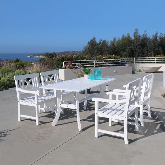 Vifah Bradley Outdoor 5-piece Wood Patio Dining Set in White - Walmart.com