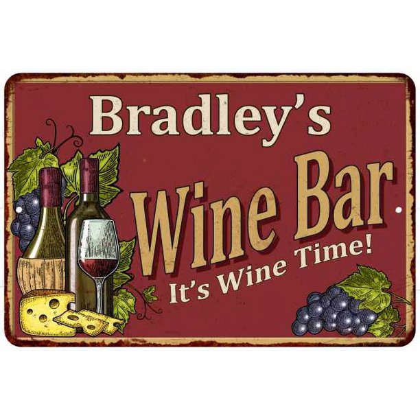 Bradley's Red Wine Bar Sign 12 x 18 Matte Finish Metal 112180054333 ...