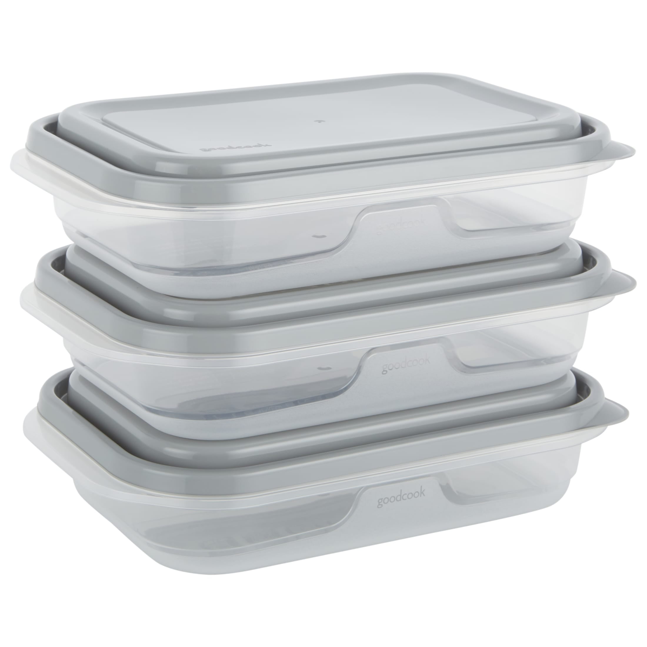 GoodCook Medium Rectangle Food Storage Container 3 Pack, Made Without ...